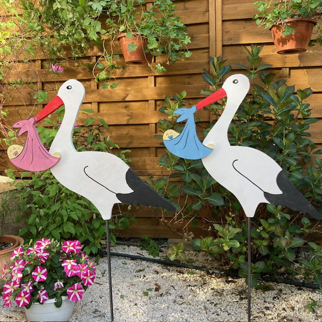 GÓLYA BABÁVAL fa dekoráció :: Kertiamfora